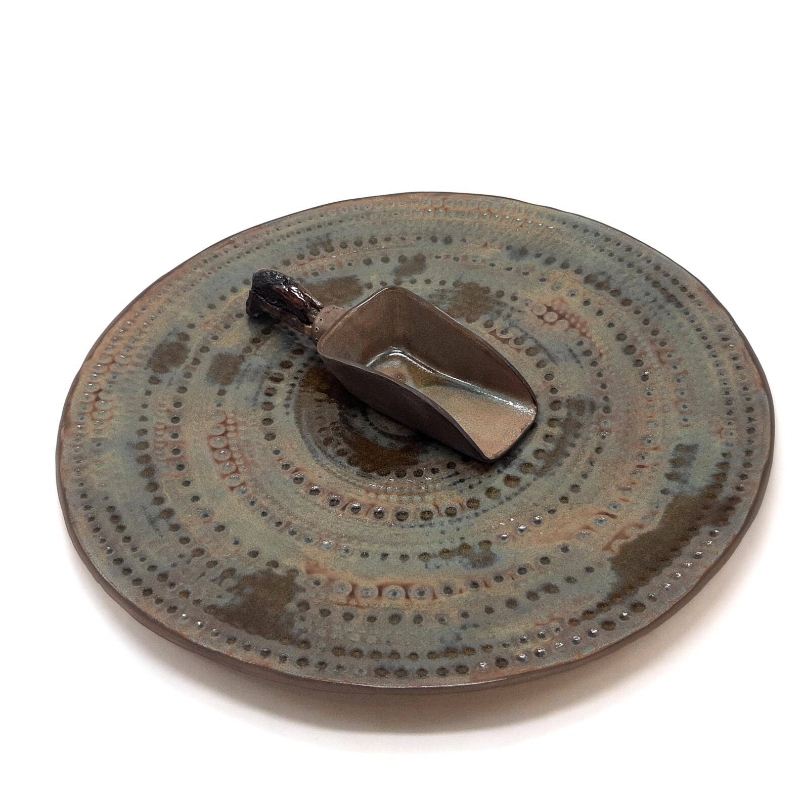 Very Large Handcrafted Oxidized Copper Patina Ceramic Plate | 15 Inch ...