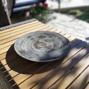 Very Large Handcrafted Oxidized Copper Patina Ceramic Plate | 15 Inch ...