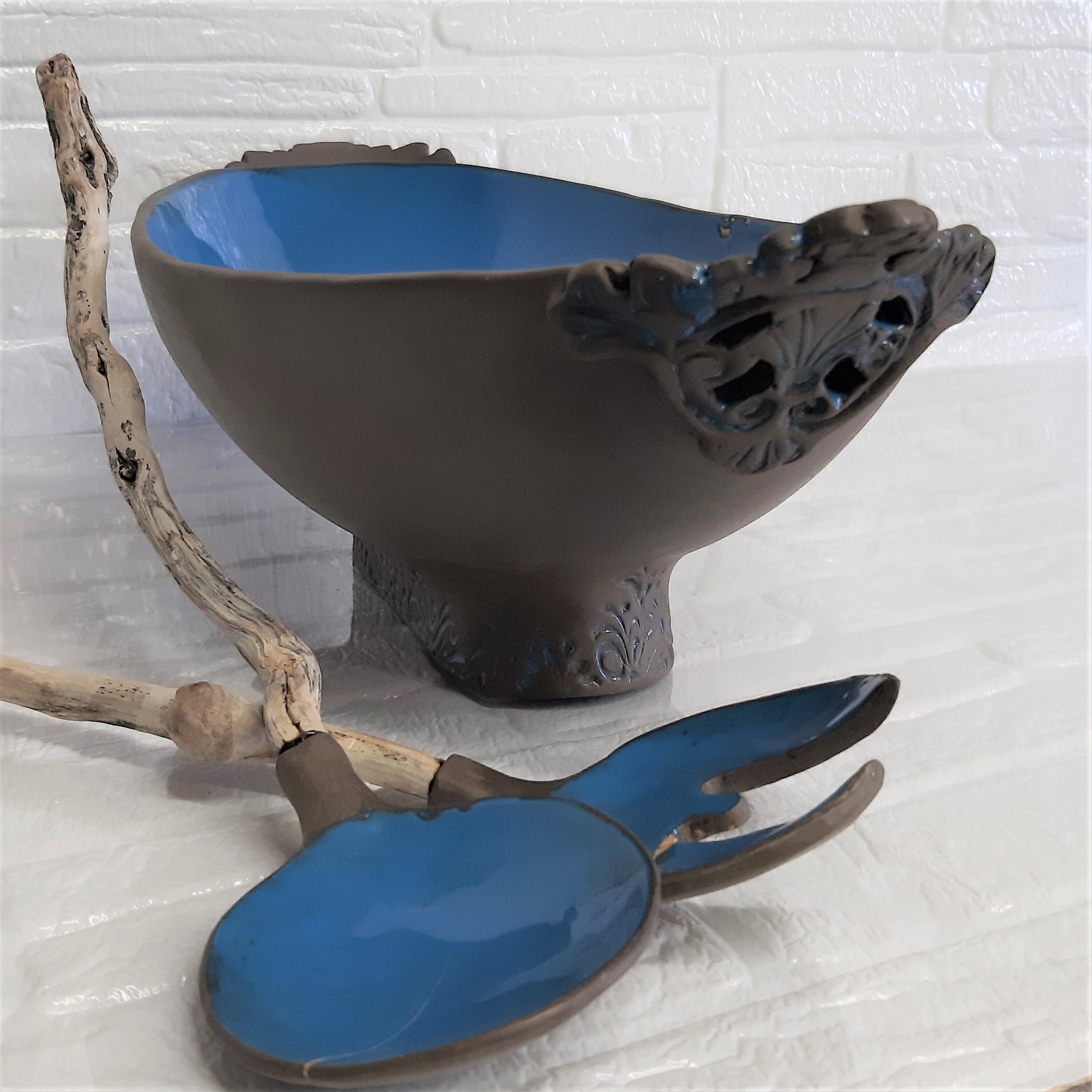 Unique Handmade Ceramic Boat Shaped Bowl in Dark Brown and - Etsy