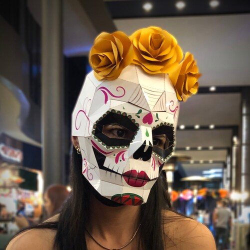 Catrina Mask Sugar Skull Paper Mask for Adults DIY Digital - Etsy