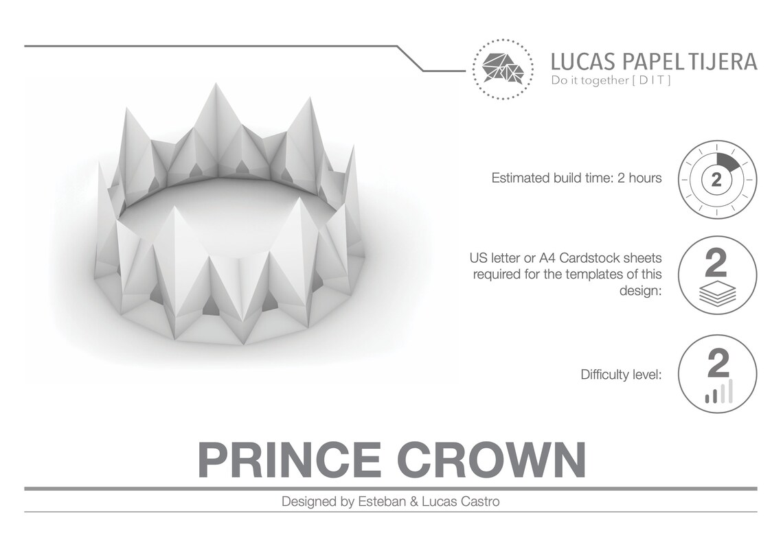 Prince Crown DIY Template for Kids and Adults. Downloadable | Etsy