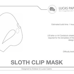 Simple Sloth Paper Mask for Kids [DIY] Digital Download - Etsy