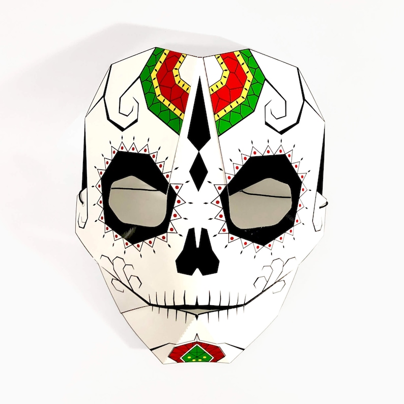 Day of the Dead Illustrated Sugar Skull Mask for Kids DIY | Etsy