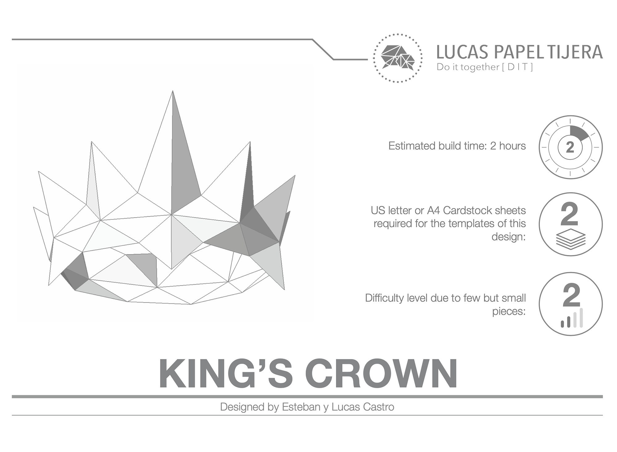 Corona de Rey para descargar y hacer en casa en papel como | Etsy