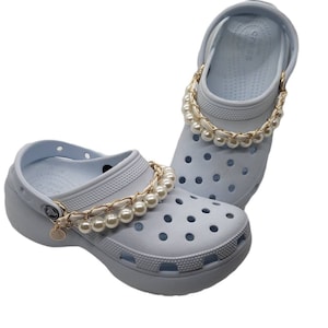 Pearl Leather Chain Shoes Charms for Crocs / Crocs Decoration Gift for ...