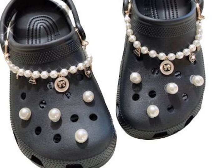Pearl Leather Chain Shoes Charms for Crocs /5pcs Set / Shoe | Etsy