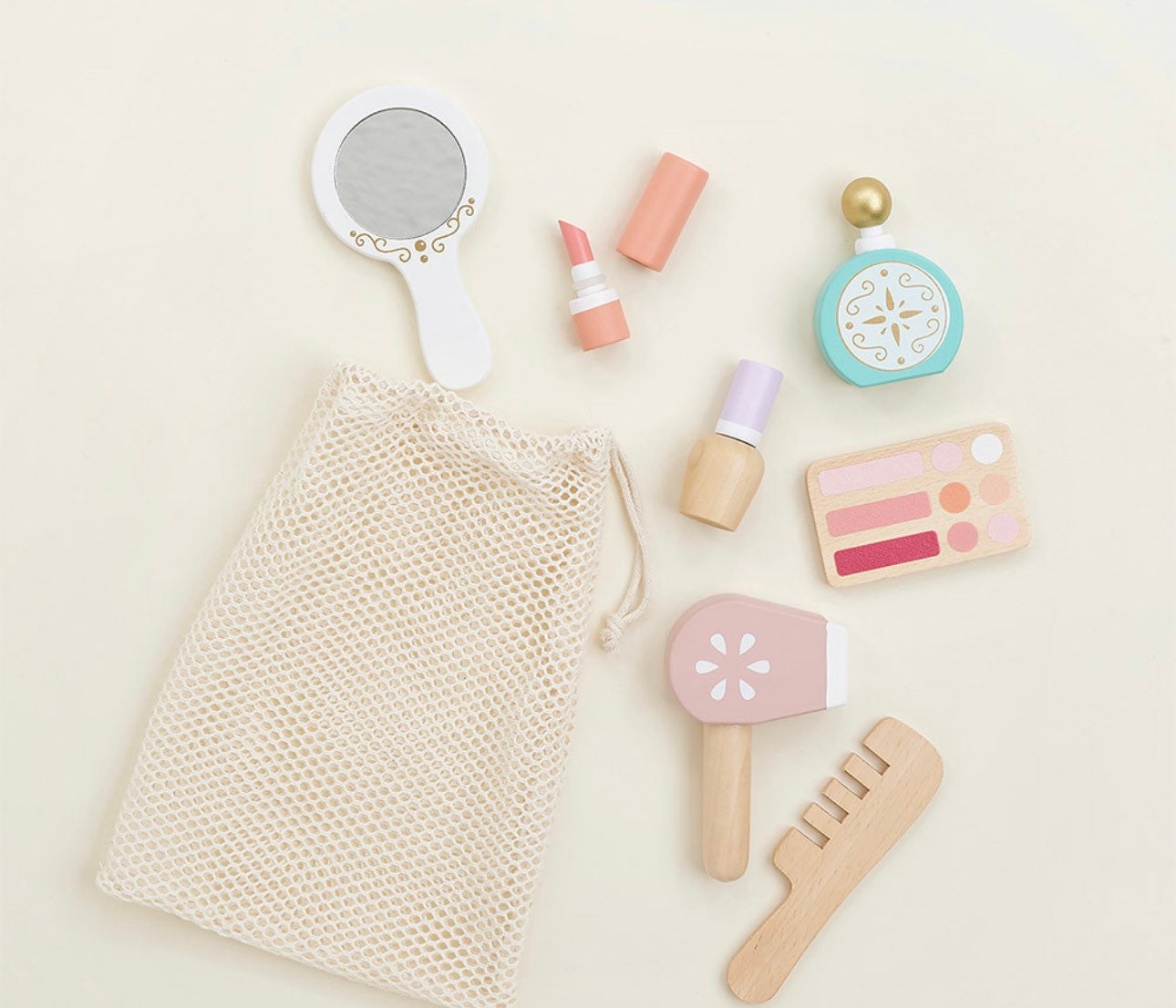 12Pcs Wooden Beauty Salon Pretend Makeup Toy Role Play Cosmetics Toy ...