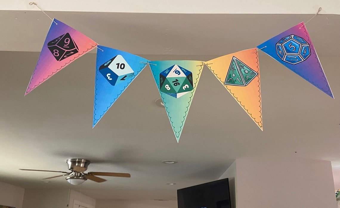 Colorful D&D/RPG Dice Bunting Banner Flags Digital Download Printable ...