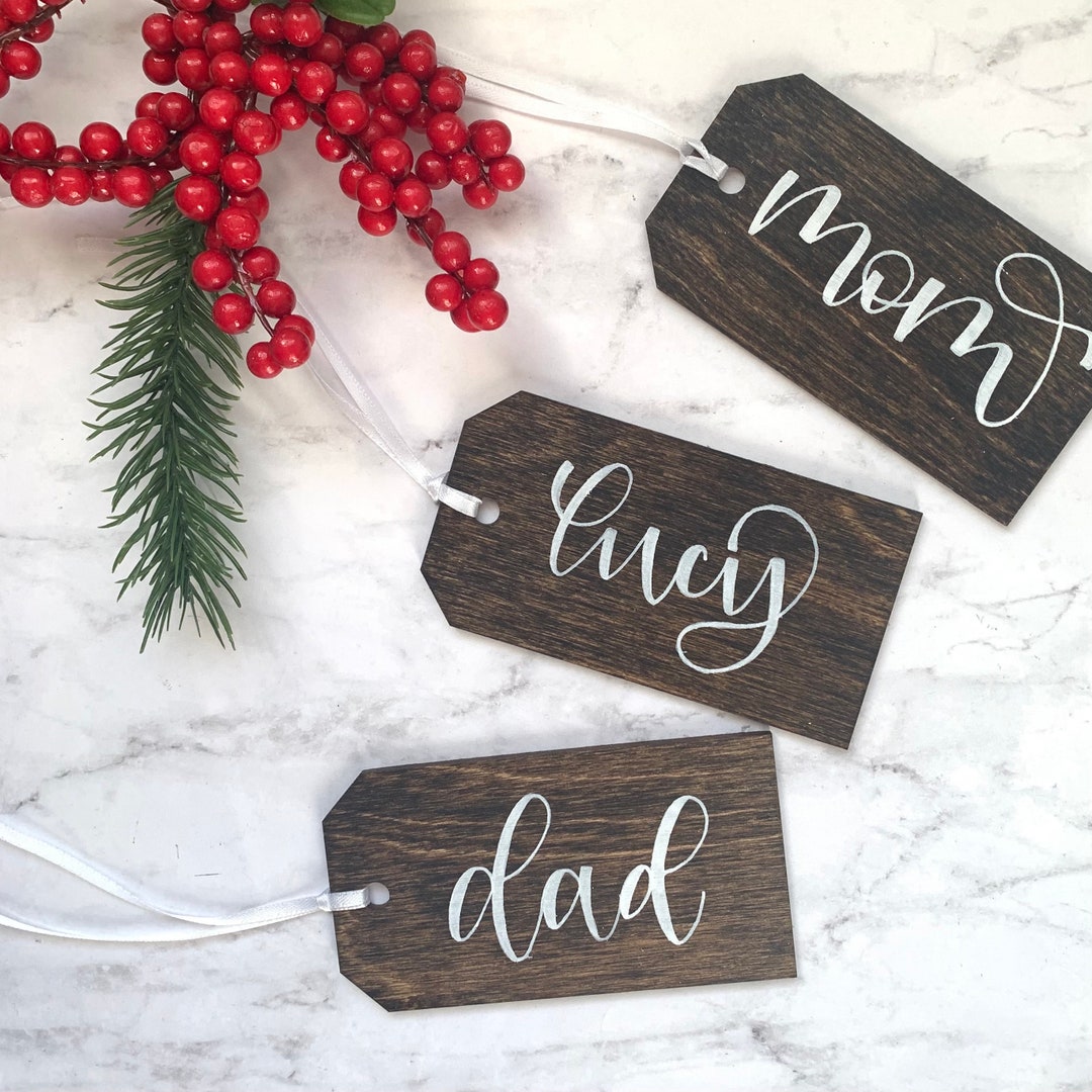 Wood Stocking Tag Stocking Tag Stocking Name Handlettered Stocking Tag ...