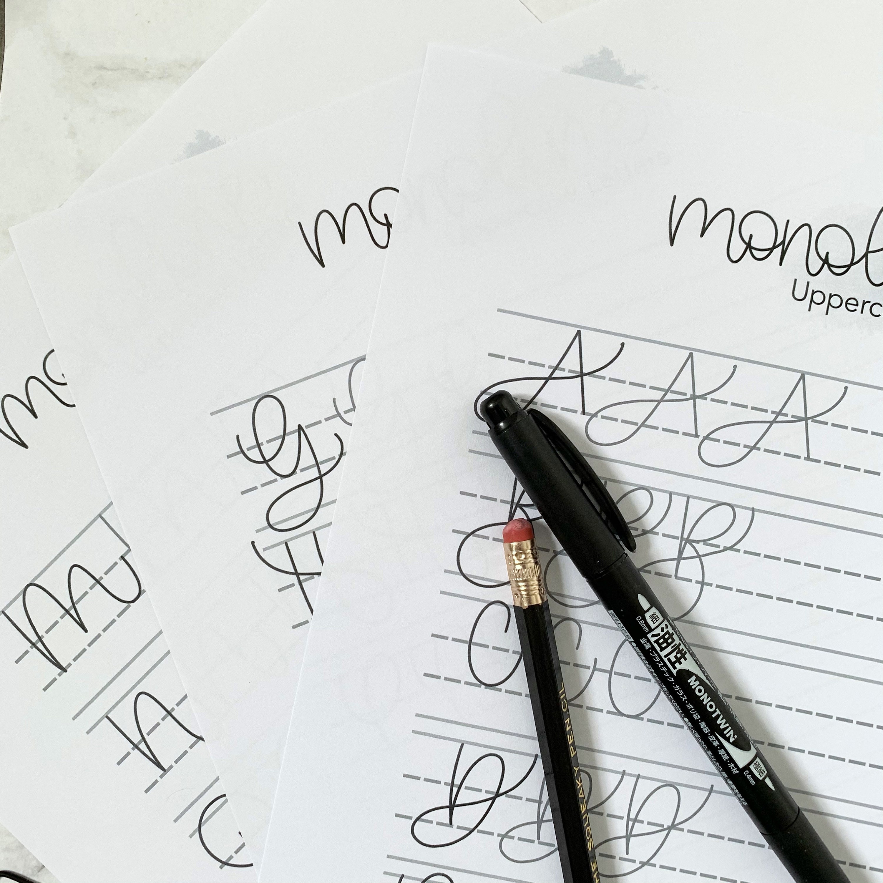 Modern Calligraphy Monoline Uppercase Worksheets - Etsy