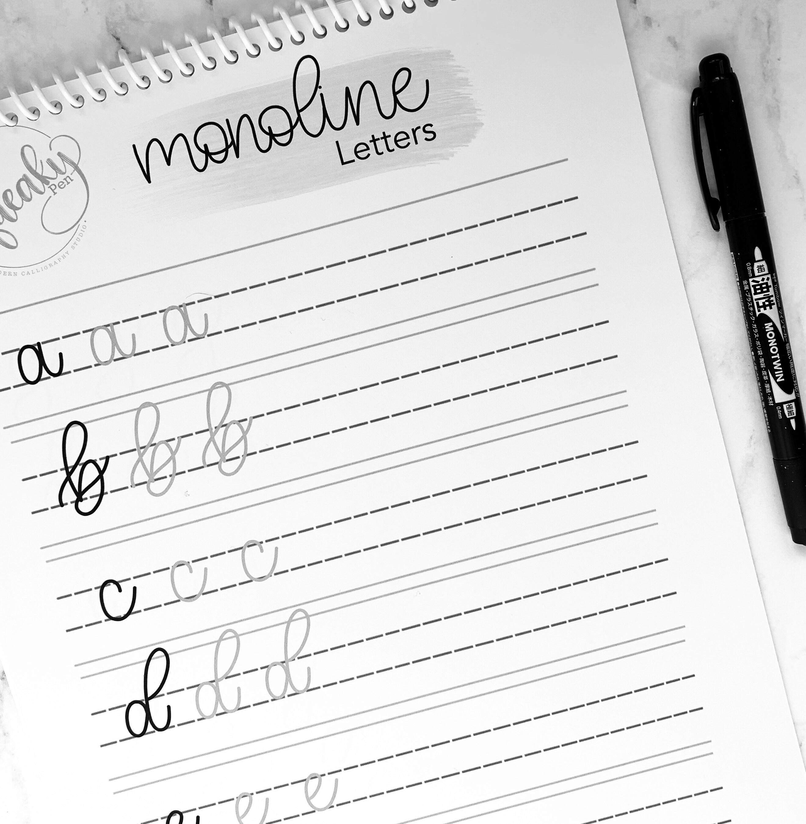 Modern Calligraphy Monoline Worksheets Calligraphy Practice | Etsy