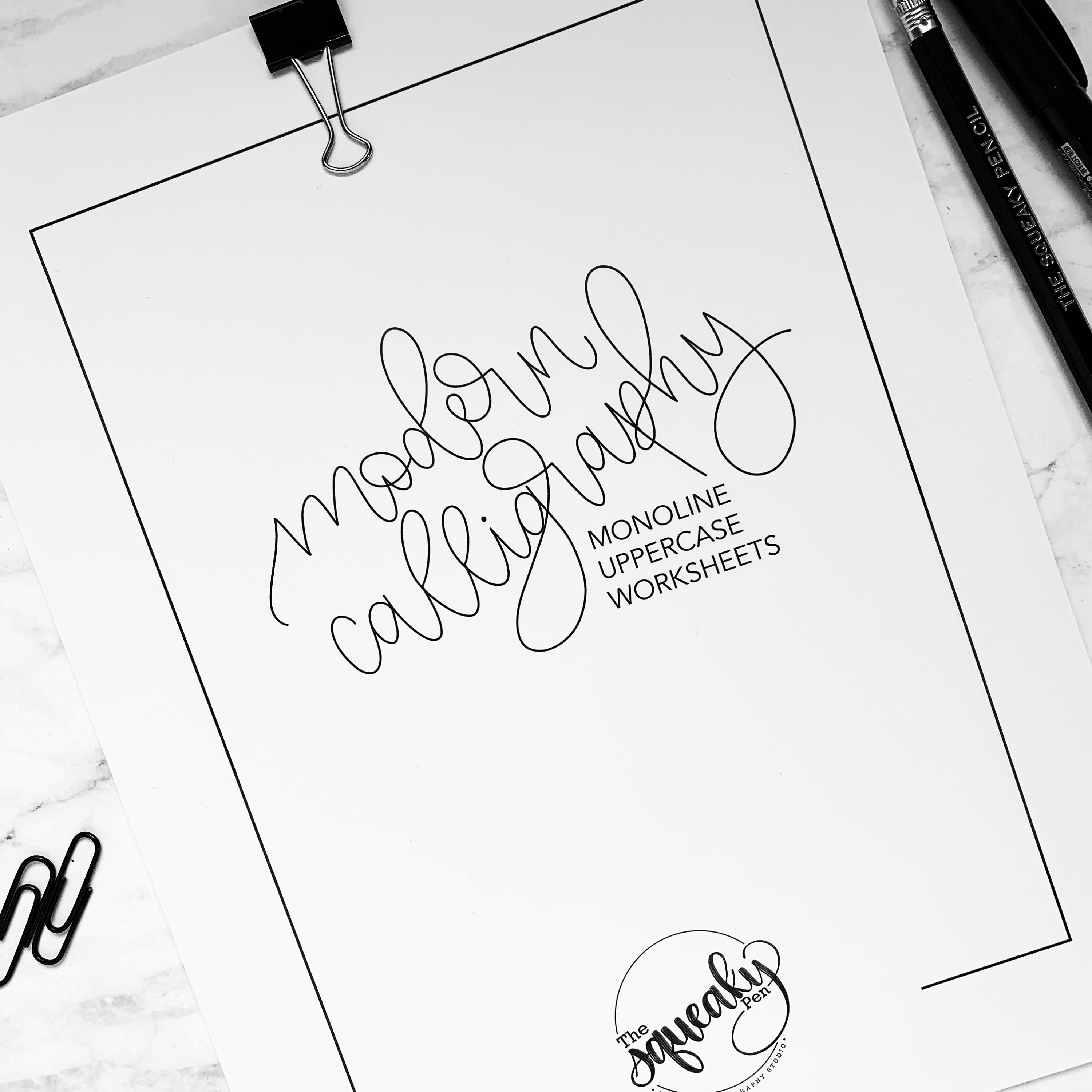 Modern Calligraphy Monoline Uppercase Worksheets - Etsy