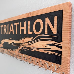 Triathlon Medal Hanger as a Piece of Art Made of Wood, Epoxy Resin and ...