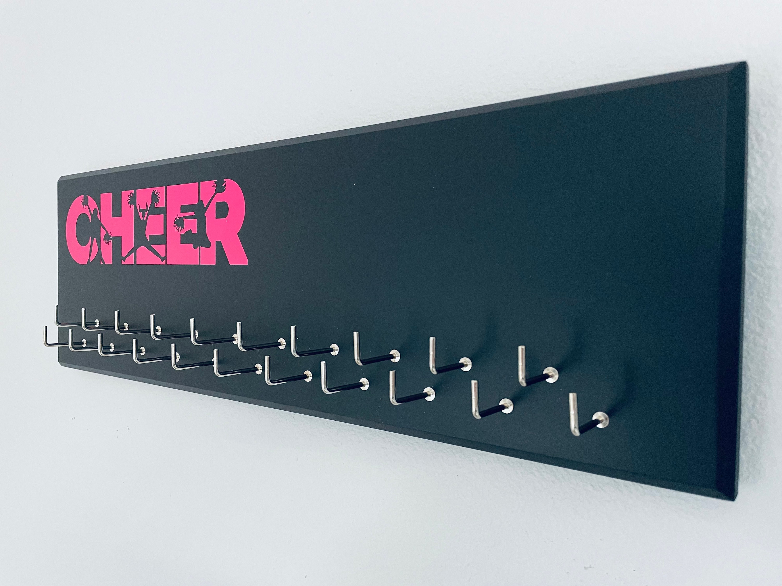 Cheerleading Medal Holder Black With Pink cheer - Etsy