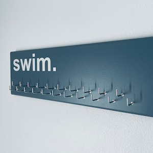 Swimming Medal Holder, Grey or Black With Chrome or Carbon Silver "swim ...