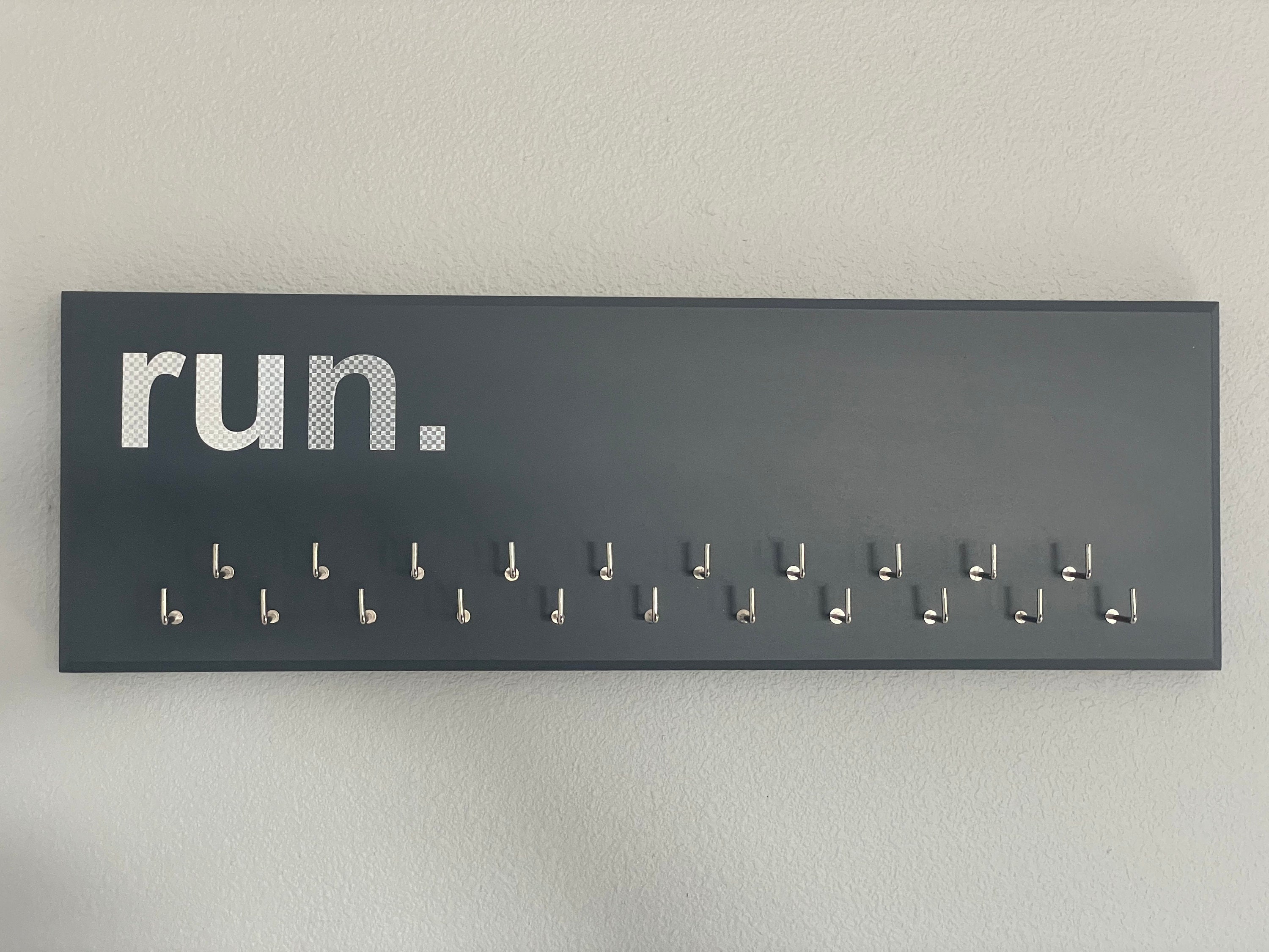 Running Medal Holder Gray With Carbon Silver run. - Etsy