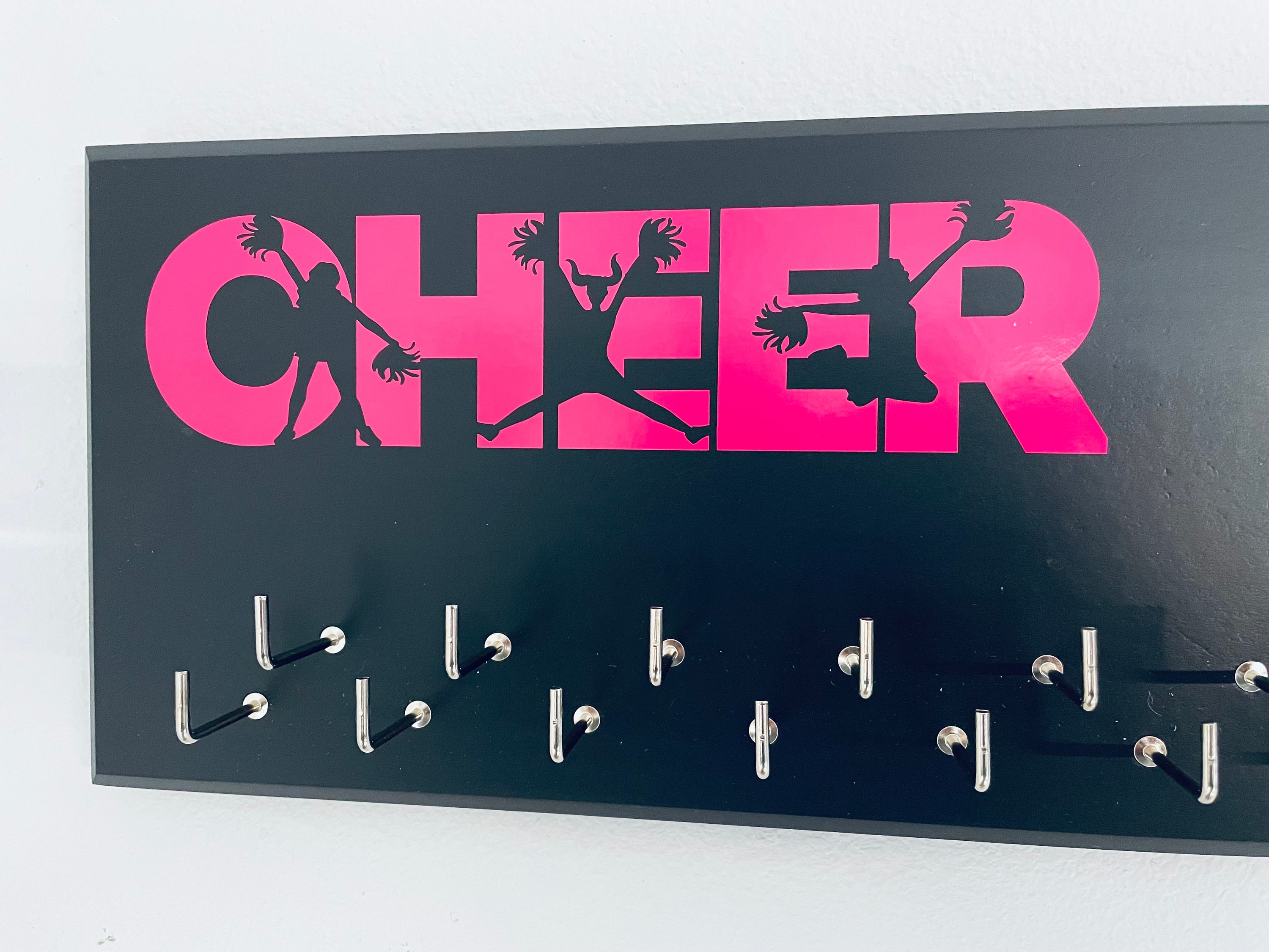 Cheerleading Medal Holder Black With Pink cheer - Etsy