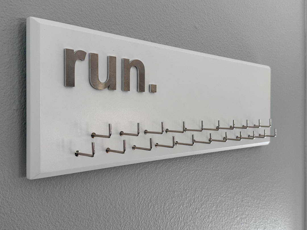 Running Medal Holder White With 3D Lettering in Aluminium or Acrylic ...