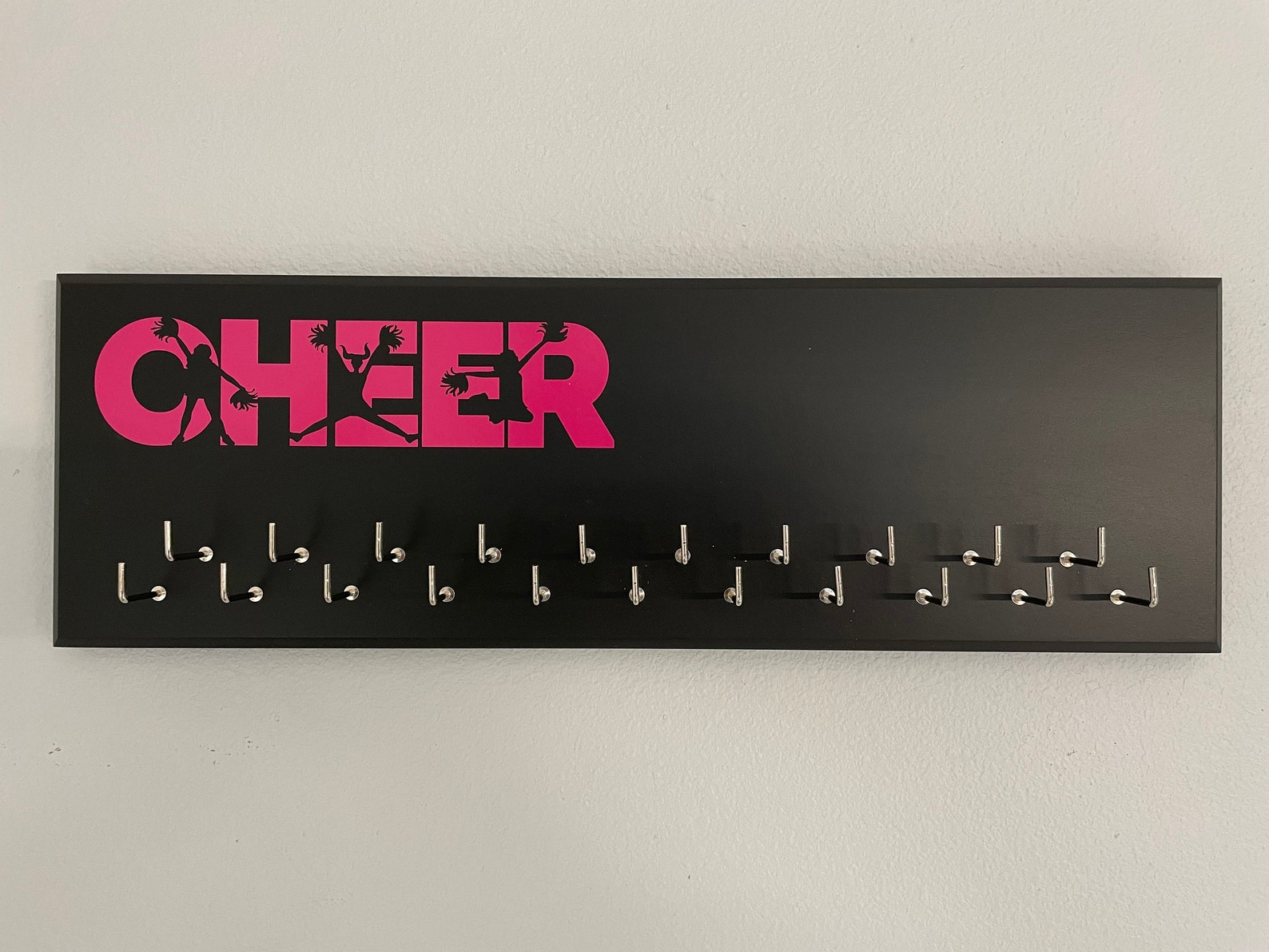 Cheerleading Medal Holder Black With Pink cheer - Etsy