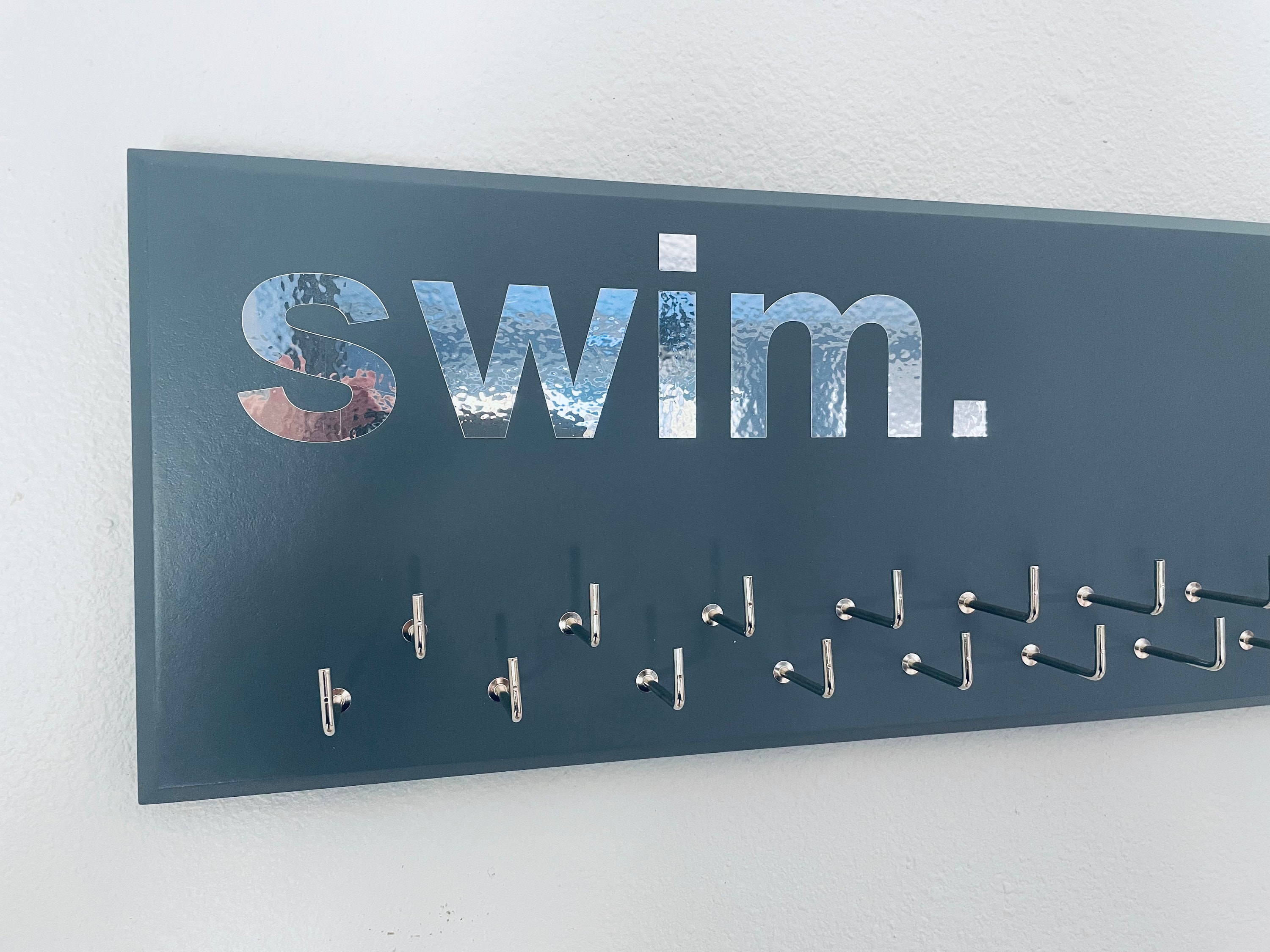 Swimming Medal Holder, Grey or Black With Chrome or Carbon Silver "swim ...