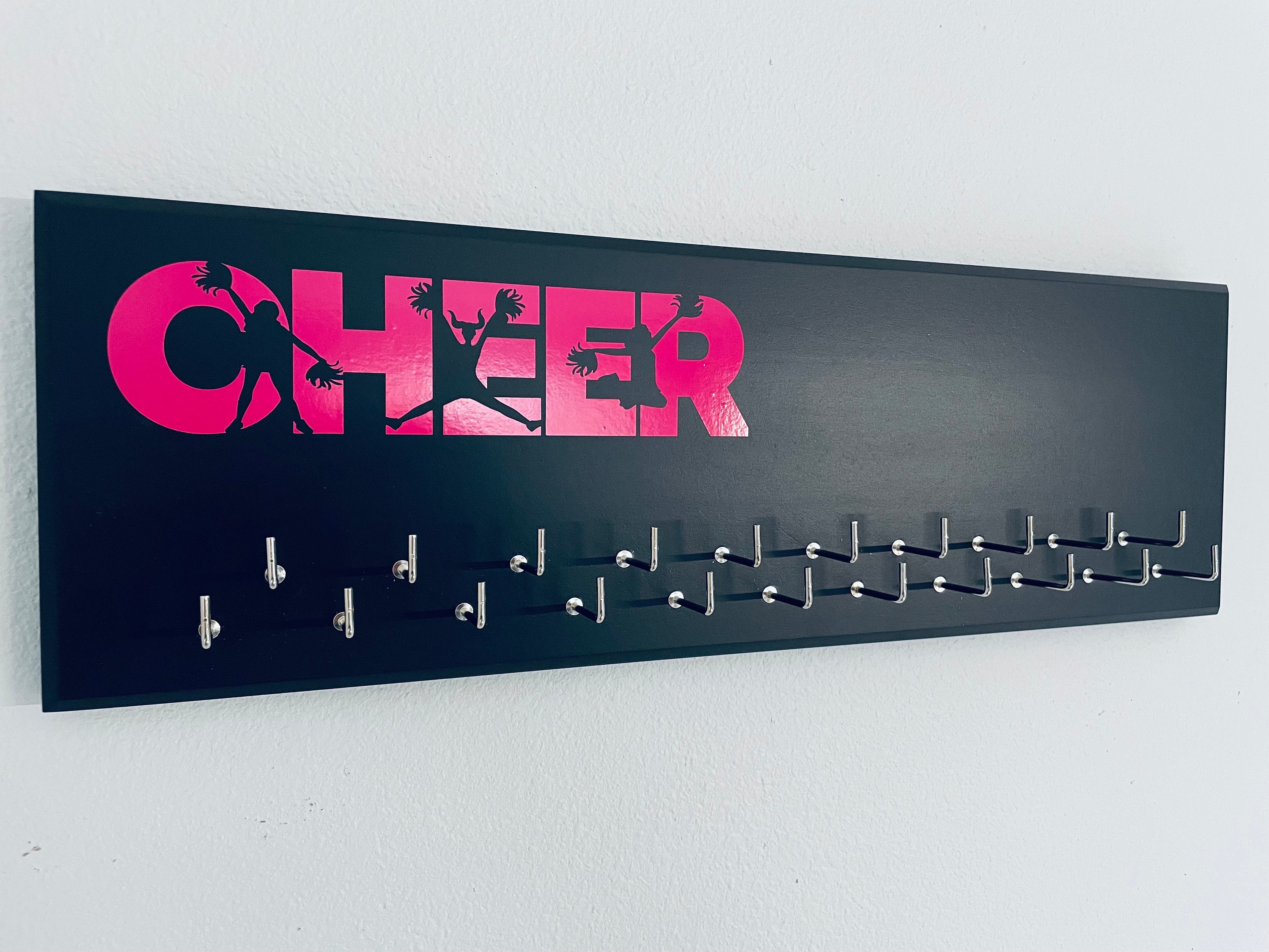 Cheerleading Medal Holder Black With Pink cheer - Etsy