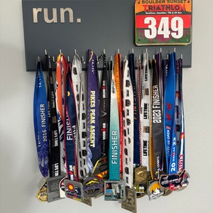 Running Medal Holder With 3D Lettering, Gray or Black With 3D Brushed ...