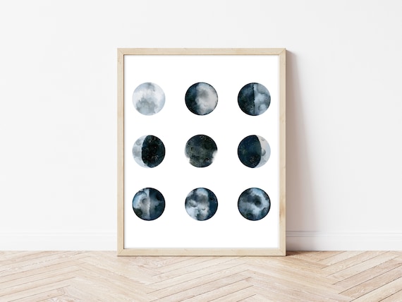 Modern Watercolor Moon Phases Instant Download Printable Art | Etsy