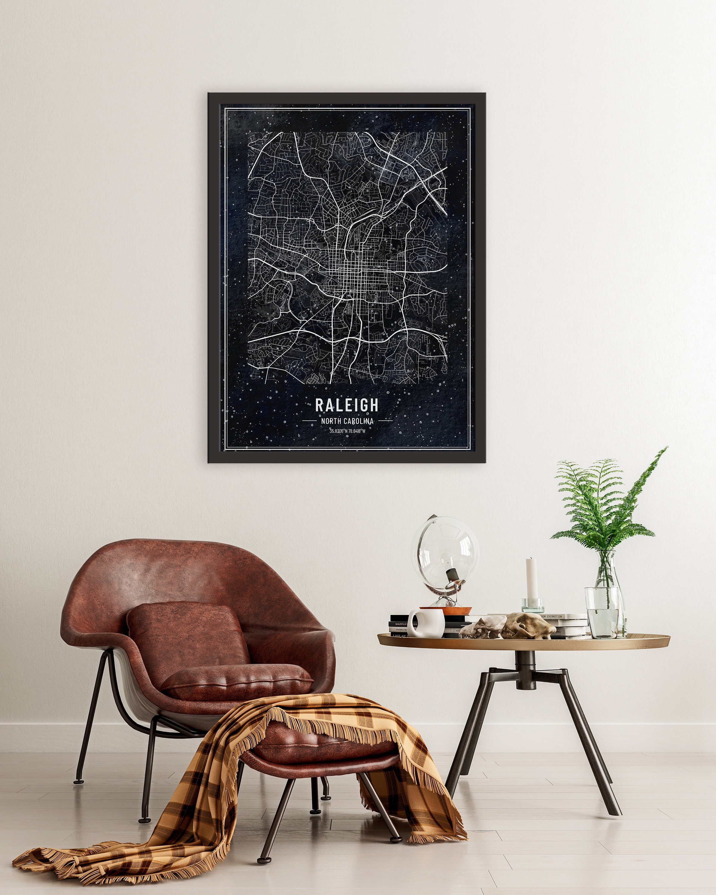 Vintage Boho Style Instant Download, Raleigh North Carolina Map, Dark ...