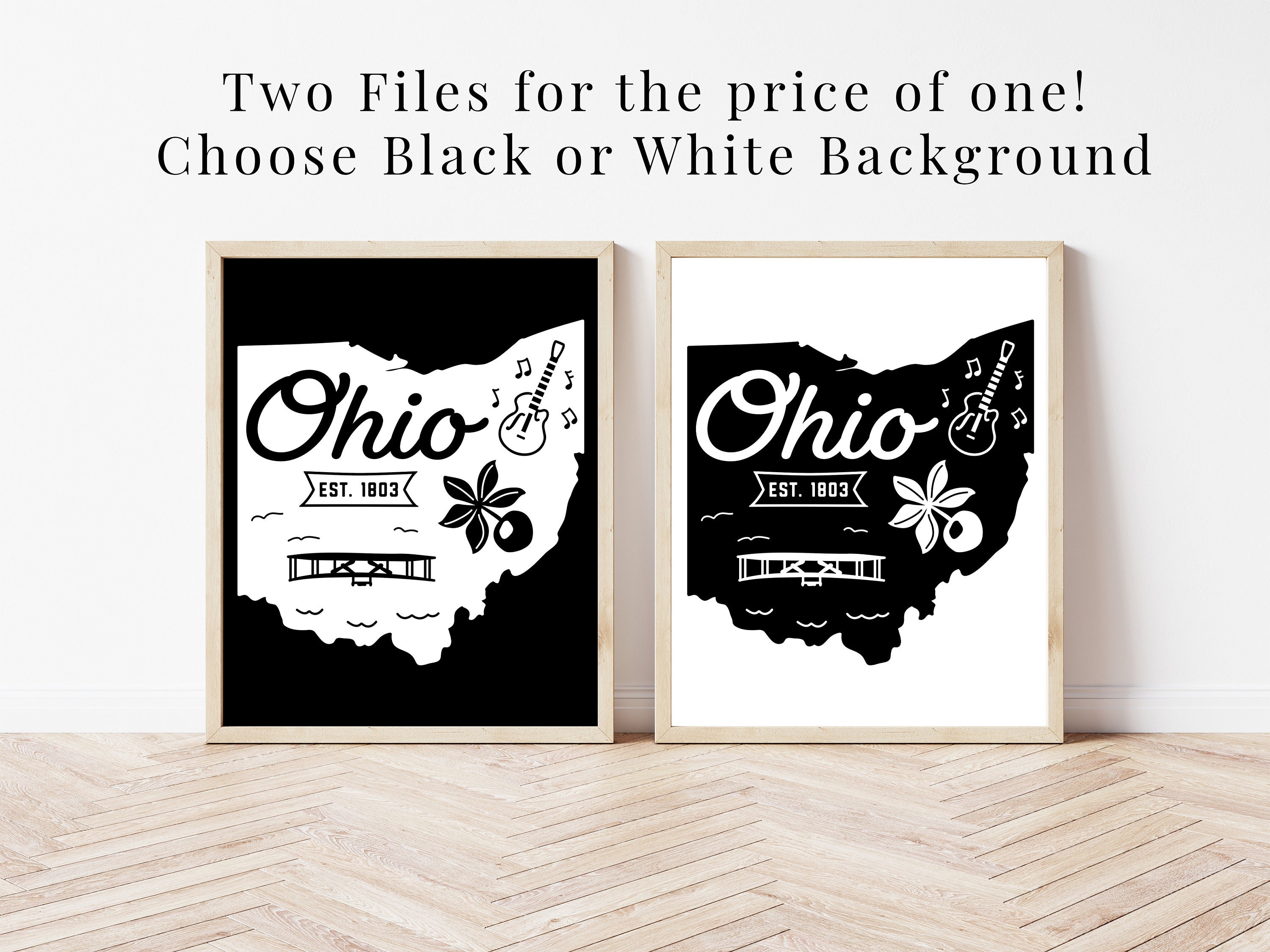 Ohio State Wall Art Printable, Ohio Map Poster, Ohio State Poster ...