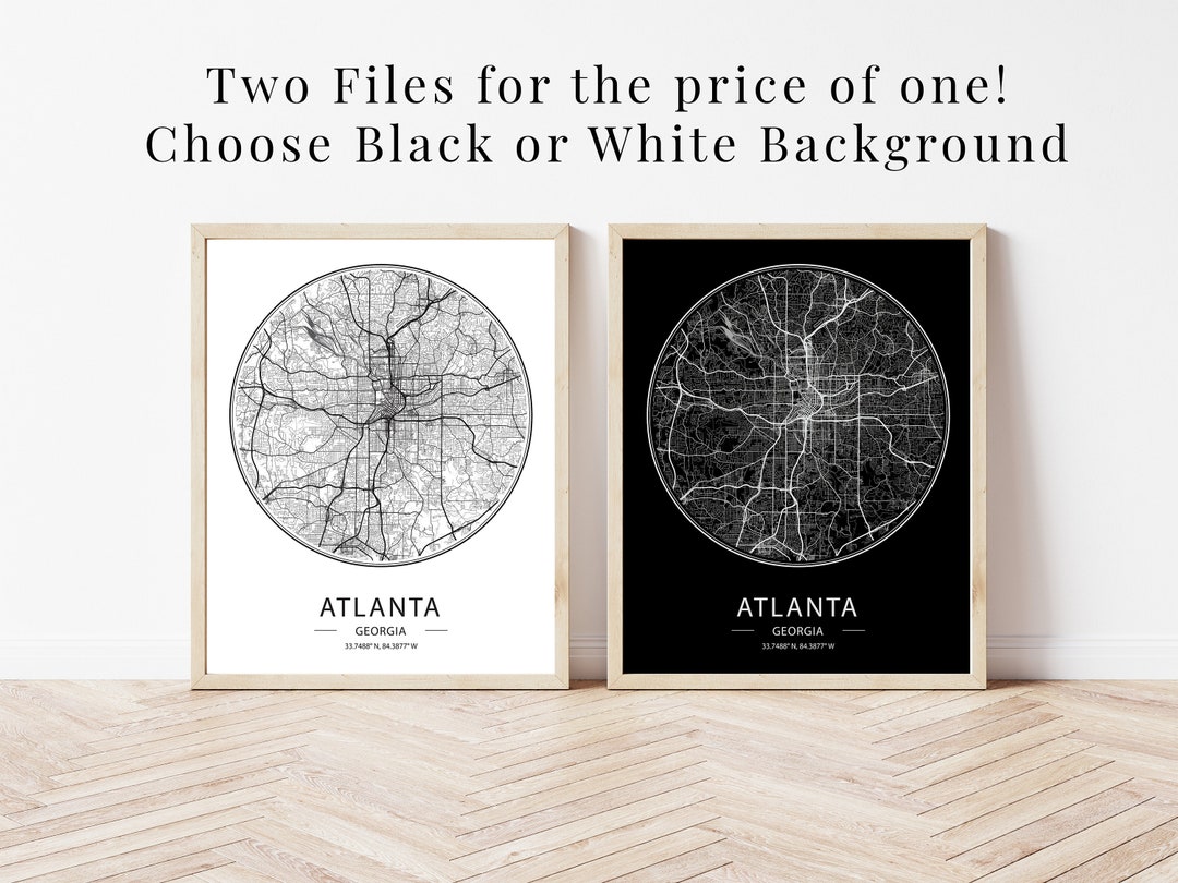Atlanta Wall Art Printable, ATL Wall Art Map Poster, Atlanta Travel ...