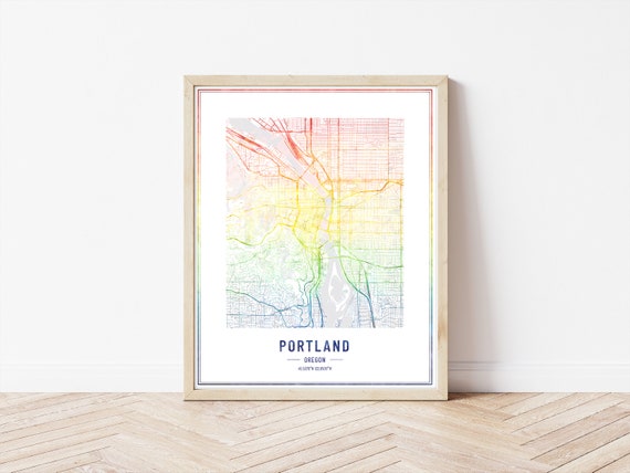 Colorful Rainbow Instant Download Portland Oregon Map Pride - Etsy