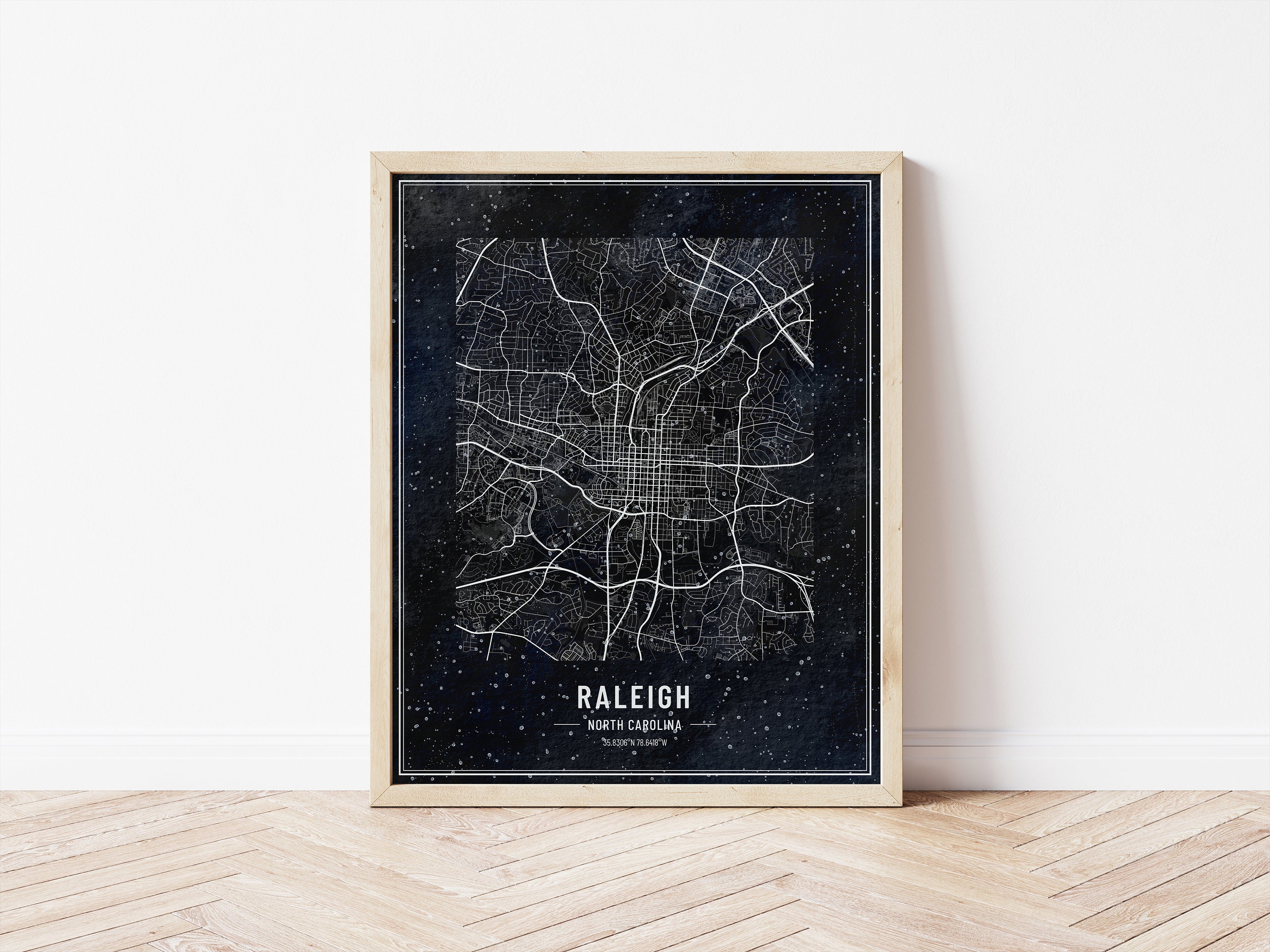 Vintage Boho Style Instant Download, Raleigh North Carolina Map, Dark ...