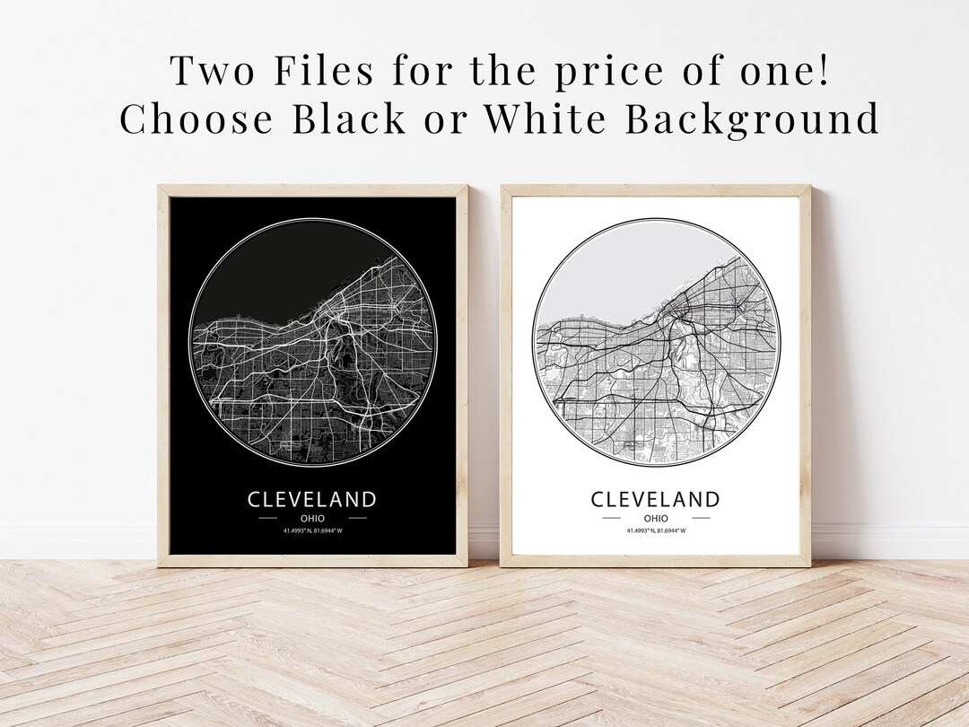 Cleveland Wall Art Printable, Cleveland Ohio Map Poster, Cleveland ...