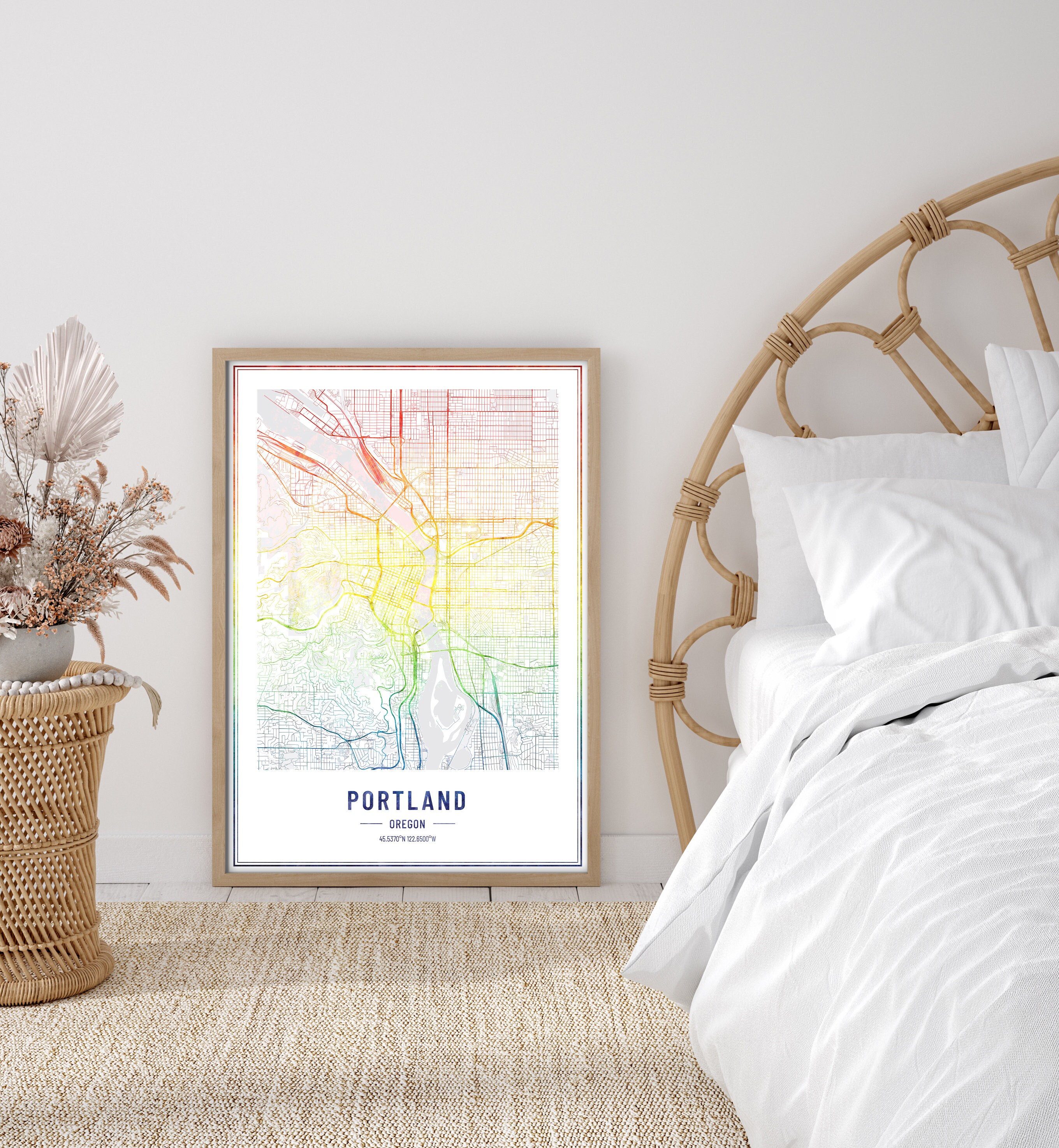 Colorful Rainbow Instant Download Portland Oregon Map Pride - Etsy