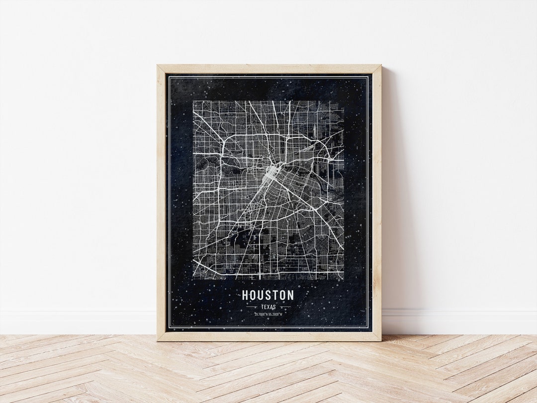 Vintage Boho Style Instant Download, Houston Texas Map, Dark Navy ...