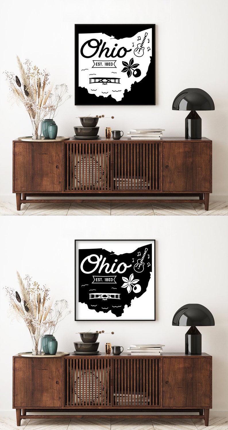 Ohio State Wall Art Printable, Ohio Map Poster, Ohio State Poster ...