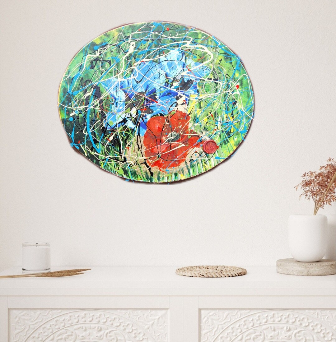 Jackson Pollock Style Poppies Flowers Hand Painted Flowers - Etsy
