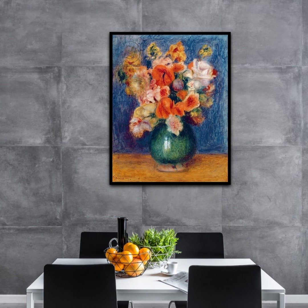 Hand Painted Orange on Canvas, Red Orange Impressionism, Mixed Media ...