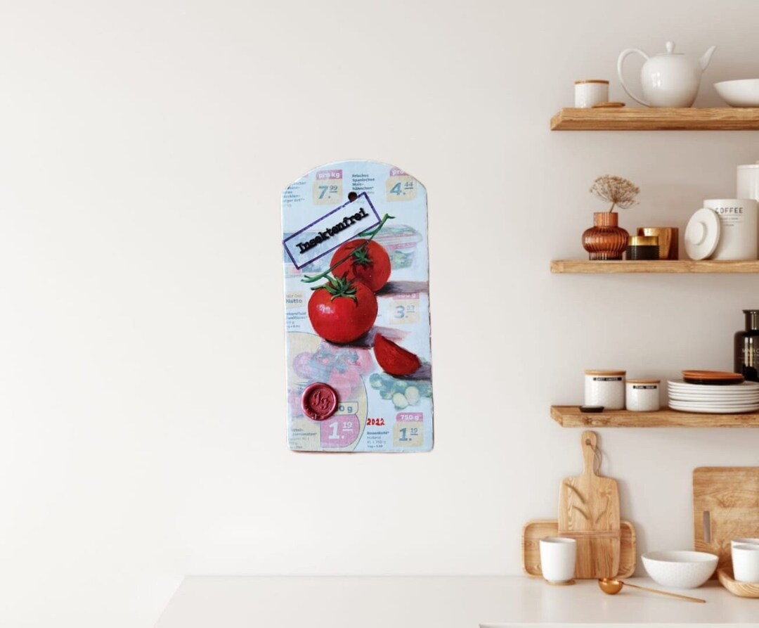 Painting on a Newspaper, Still Life With Tomato, Vintage Style, Old ...