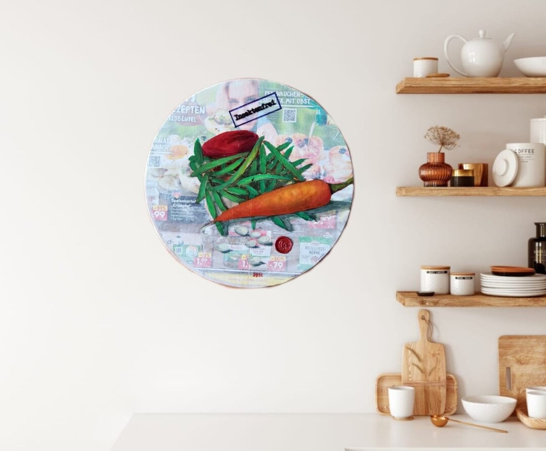 Painting on a Newspaper, Still Life With Carrots Beans Beetroot ...
