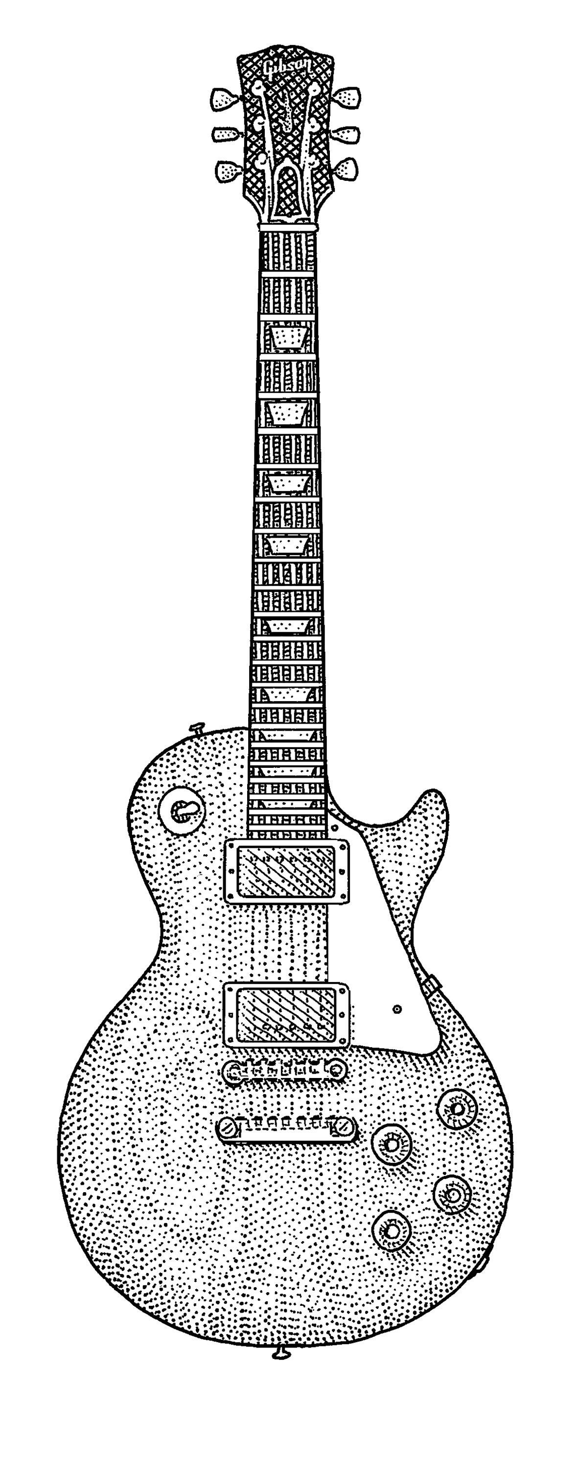 Les Paul Guitar Pen & Ink Drawing Print - Etsy