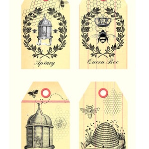 Bee Tags, Bee Ephemera Instant Download, Bee Journal, Tags, Queen Bee ...