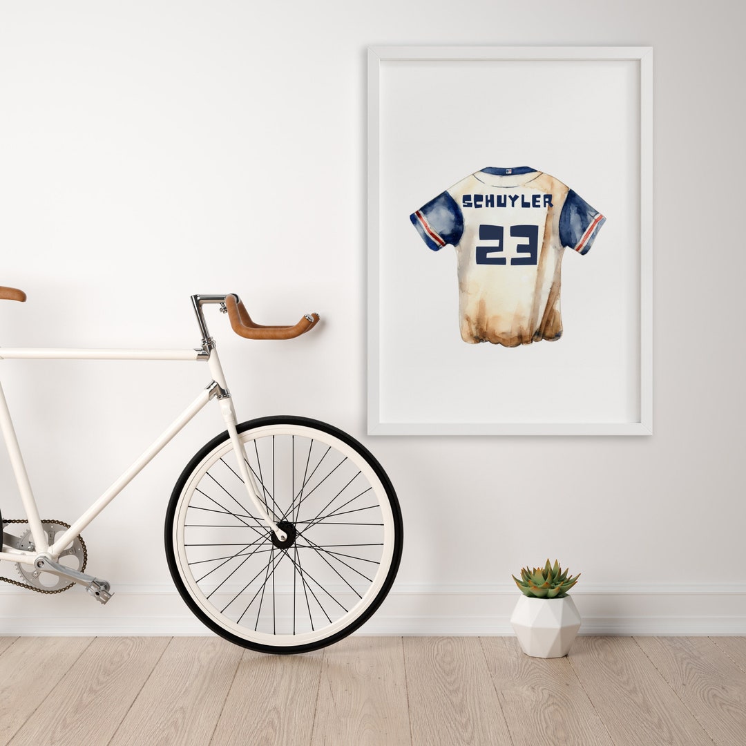 Personalized Watercolor Baseball Jersey Art Print, Baseball Art Decor ...