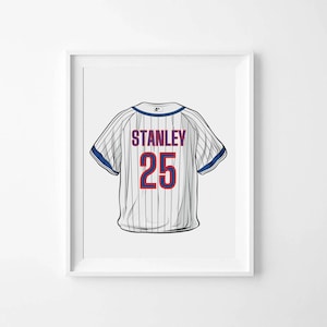 Watercolor Classic Baseball Jersey Art Print, Personalized Baseball Art ...