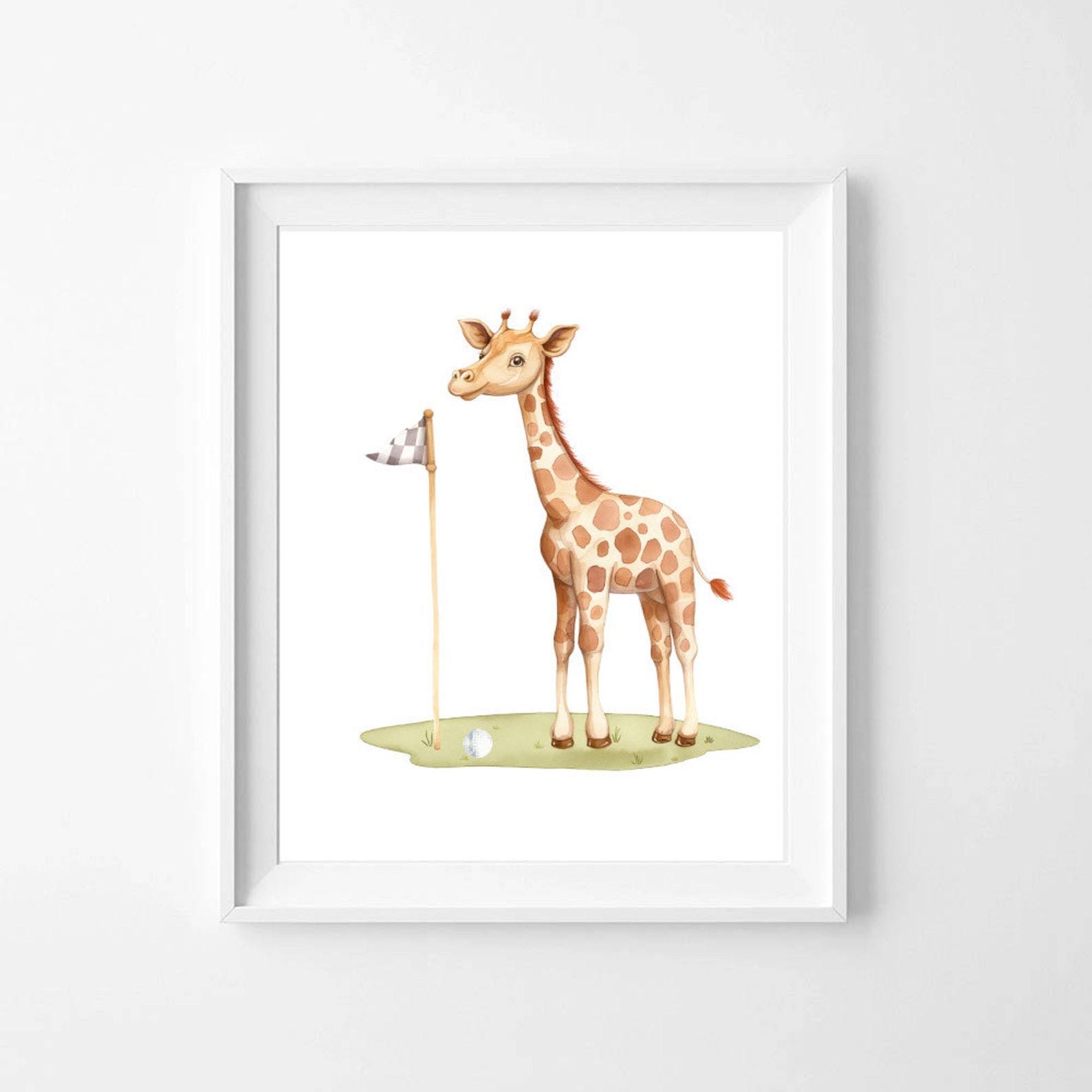 Watercolor Nursery Golf Art Set of 3, Cute Golfer Safari Animals ...