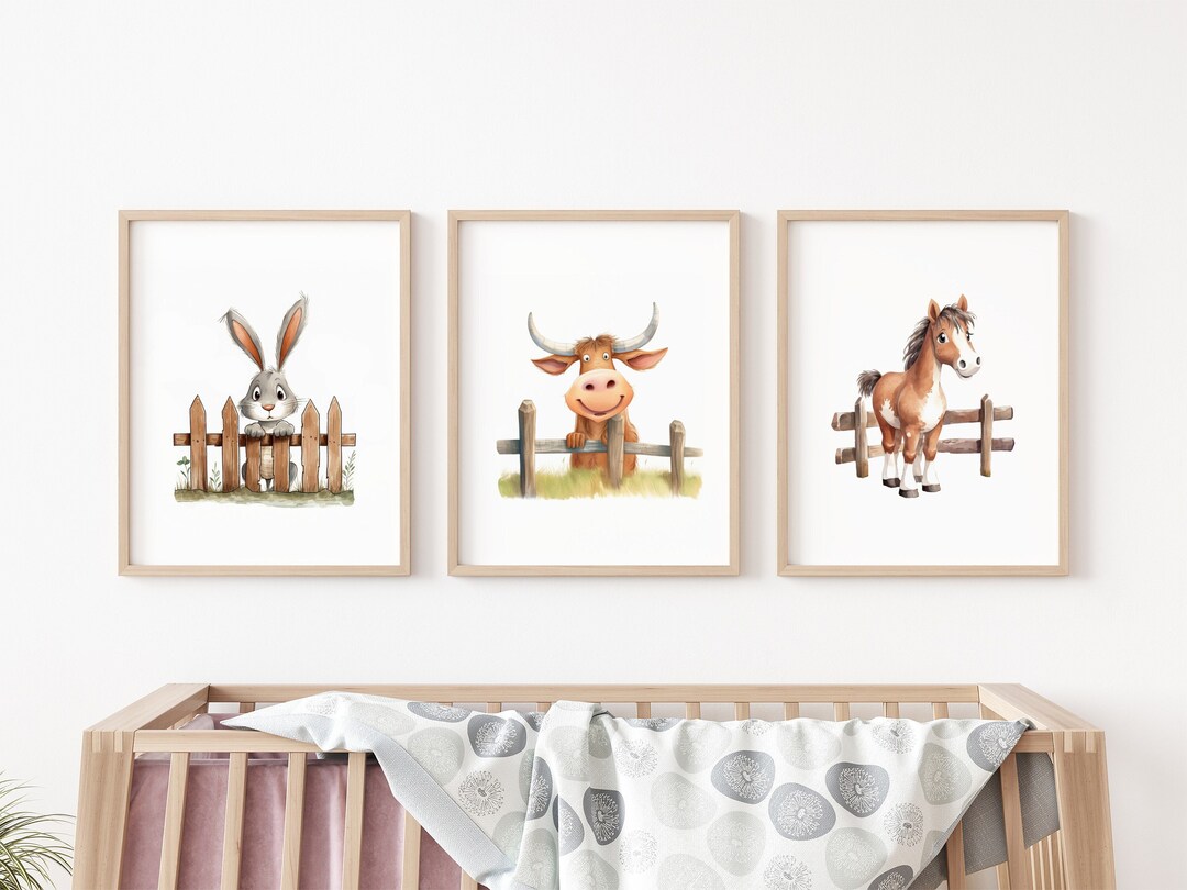Farm Nursery Wall Art, Adorable Nursery Farm Animal Decor, Kids Room ...