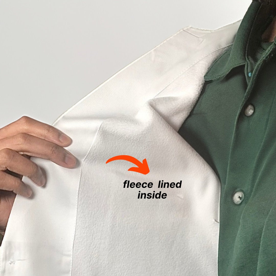 Warm Lab Coat Women Comfy Cozy Fall Winter Medical Uniform White Lab ...