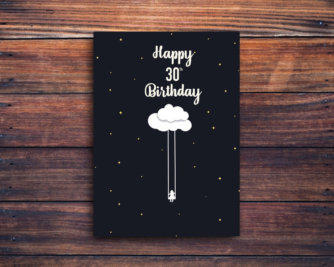 Printable Birthday Card. Downloadable Birthday Card. Digital 30th ...