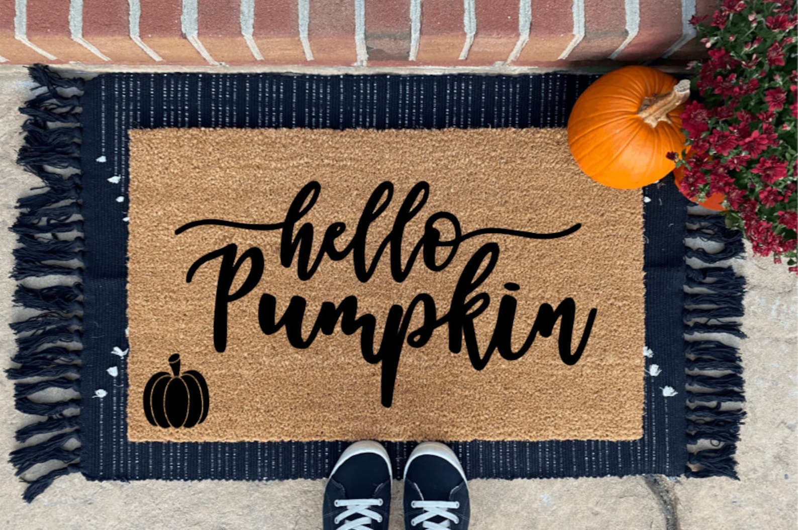 Hello Pumpkin Doormat | Fall Decor | Welcome Doormat - Etsy