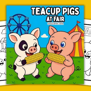 Teacup Pigs at the Fair Coloring Pages: Carnival-themed Pig Art ...